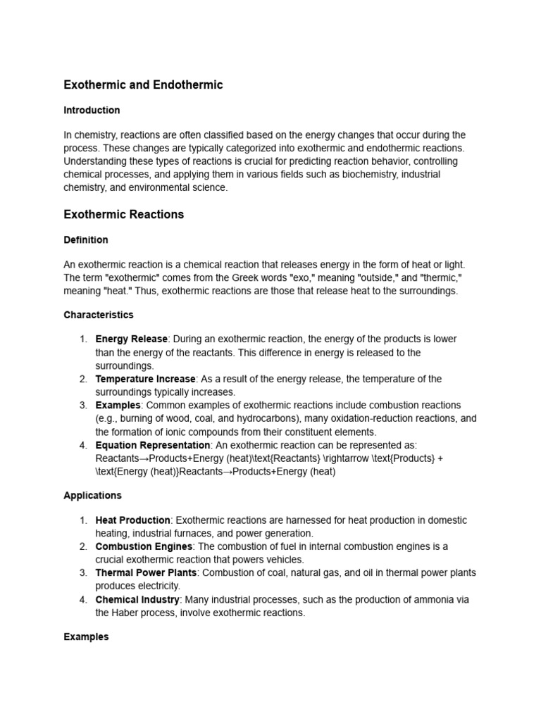 Exothermic vs. Endothermic Reactions | PDF | Chemical Reactions ...