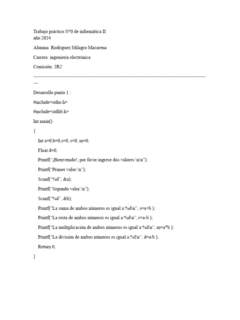 Ejercicios Básicos de Programación C | PDF | Informática | Geometría del plano euclidiano