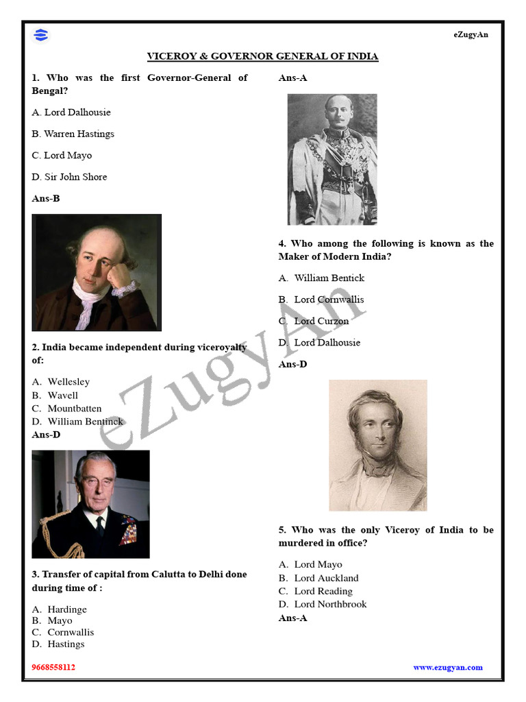 Viceroy & Governor General of India | PDF | Pakistan–United Kingdom ...