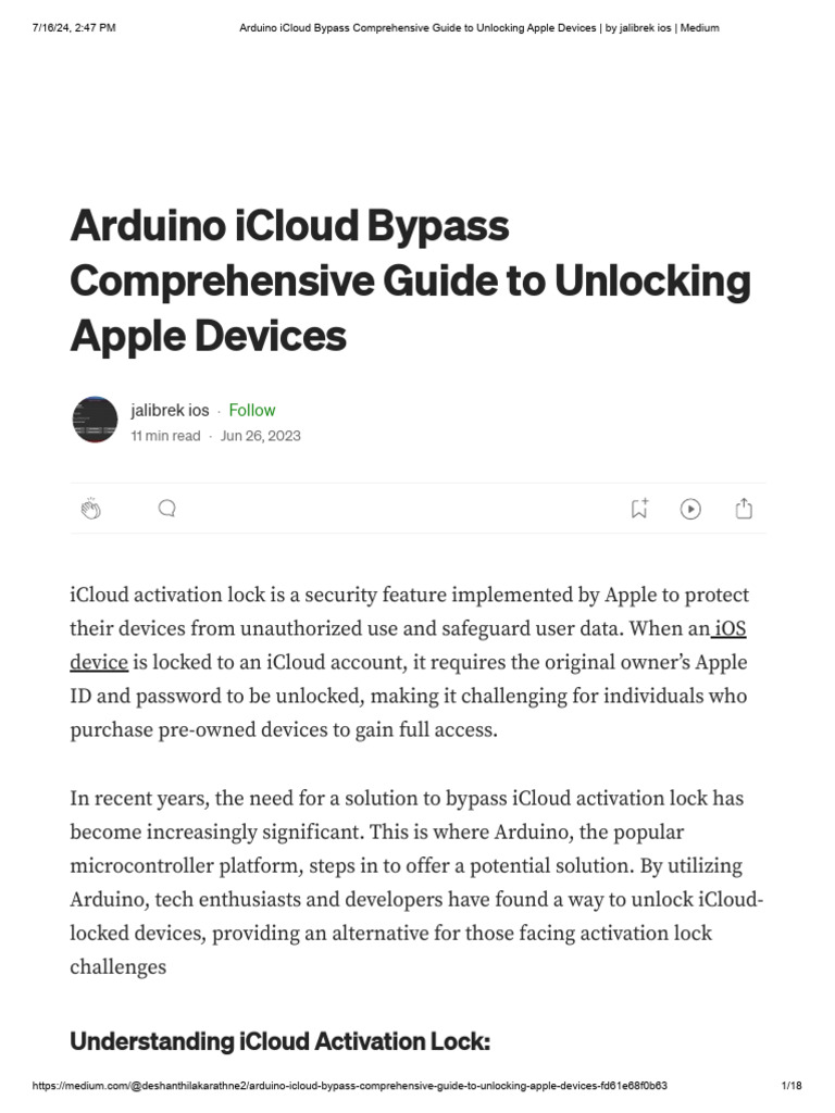 Arduino iCloud Bypass Comprehensive Guide to Unlocking Apple Devices _ by jalibrek ios _ Medium ...