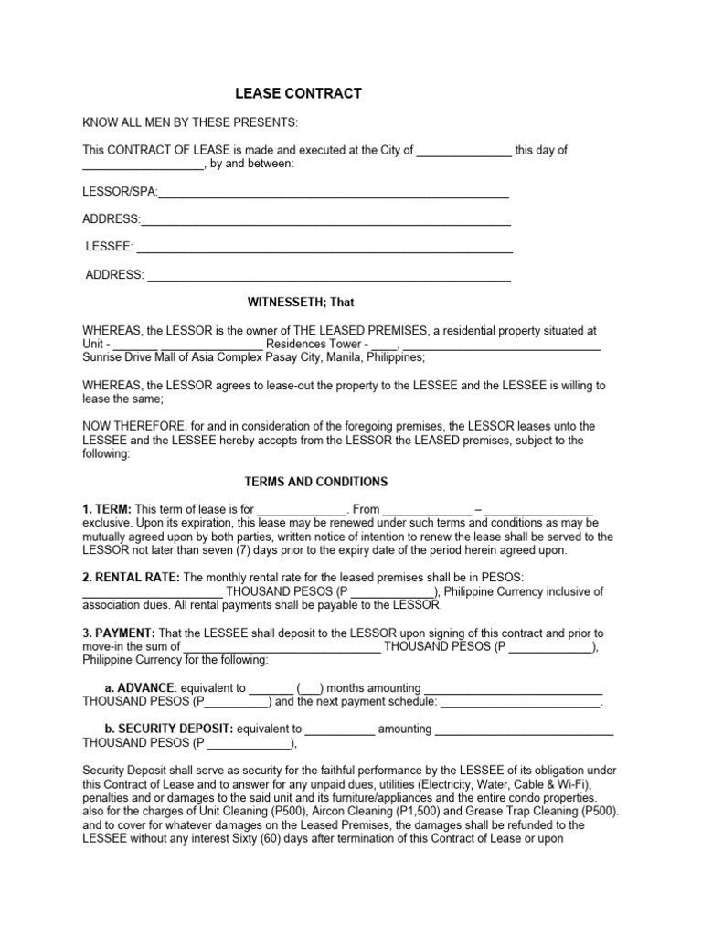 Lease Contract Updated Version | PDF | Lease | Common Law