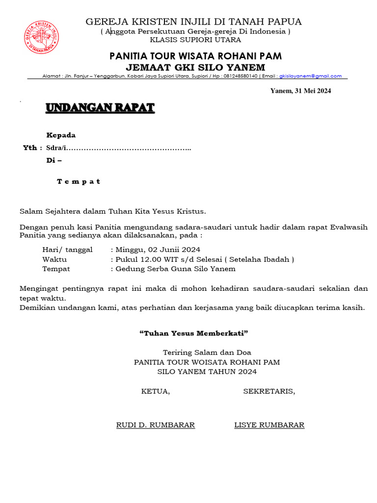 Undangan Rapat Panitia Tour | PDF Undangan Rapat Panitia Tour | PDF