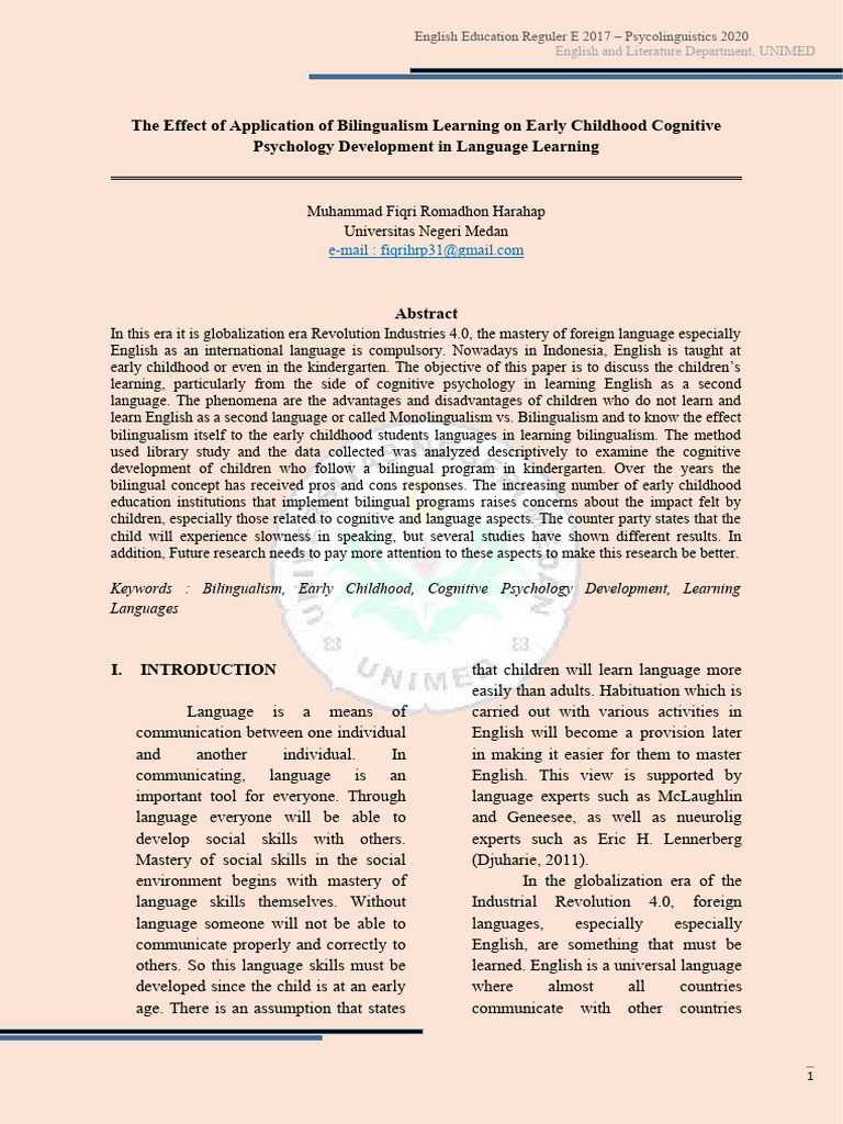 Article Psycholinguistics - Muhammad Fiqri Romadhon HRP | PDF | Multilingualism | Psycholinguistics