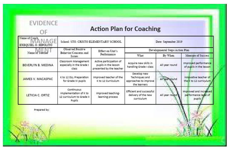 Coaching Action Plan for Teachers | PDF | Teachers | Curriculum