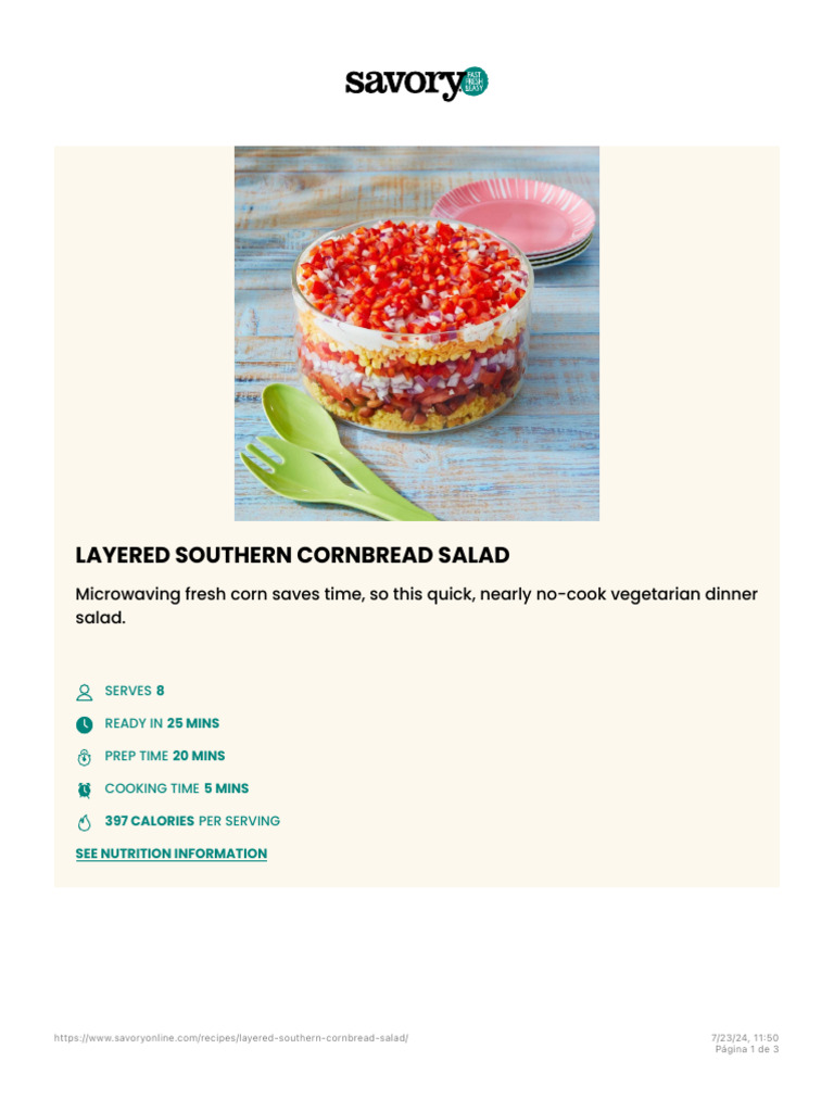 Layered Southern Cornbread Salad - Savory | PDF | Foods | Cuisine
