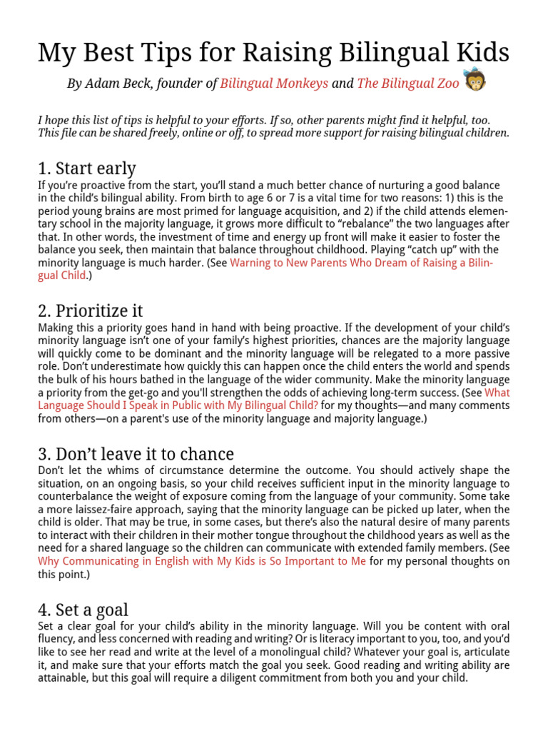 My Best Tips For Raising Bilingual Kids | PDF | Multilingualism ...