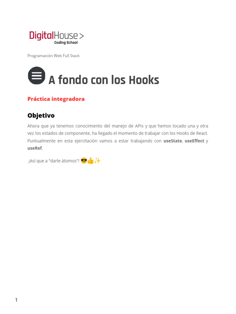 M09C05 - Ejercitación - Hooks | PDF | Programación de computadoras | Software