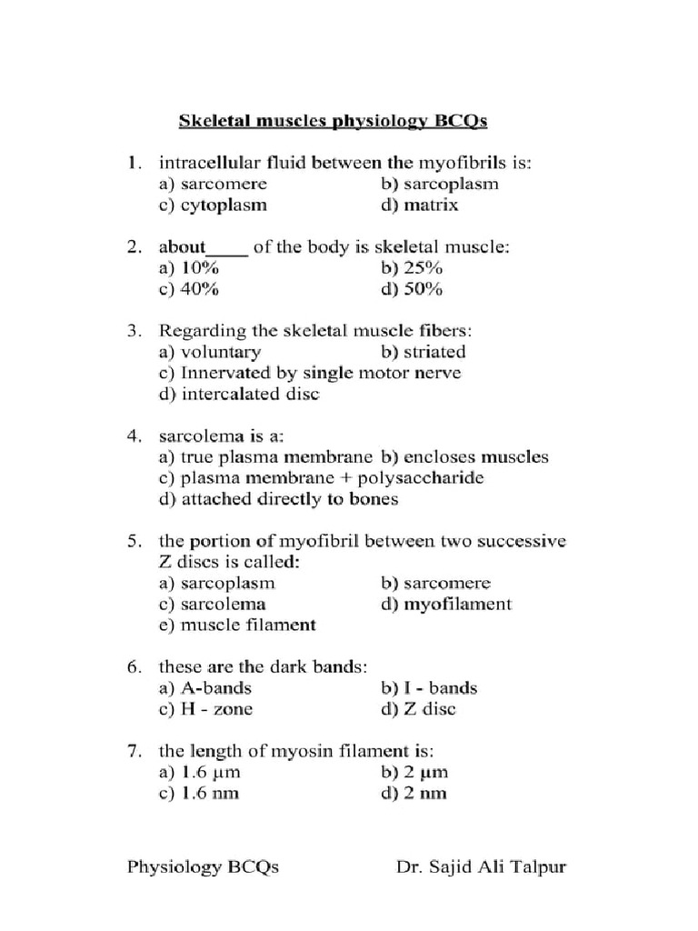Skeletal Muscle MCQ | PDF