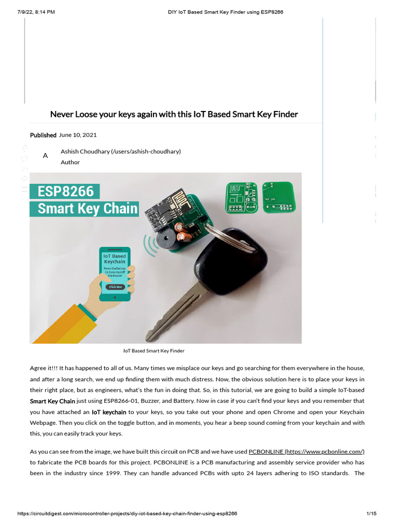 DIY IoT Based Smart Key Finder Using ESP8266 | PDF | Printed Circuit ... DIY IoT Based Smart Key Finder Using ESP8266 | PDF | Printed Circuit ...