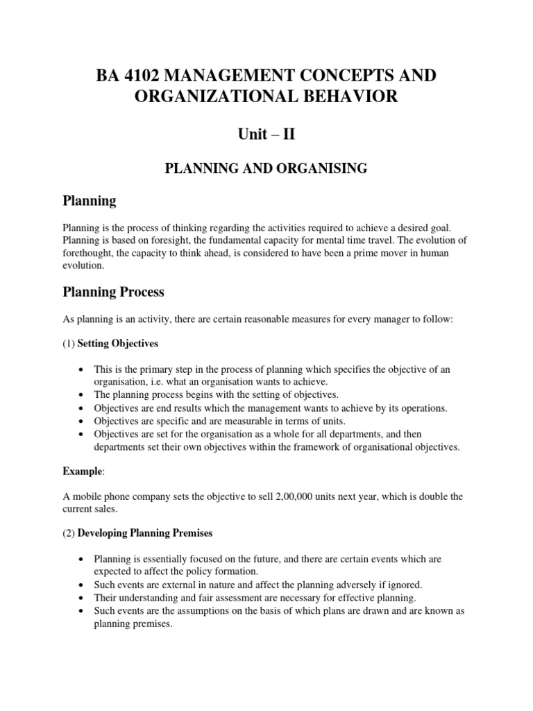 Mcob (Unit - 2) | PDF | Planning | Forecasting