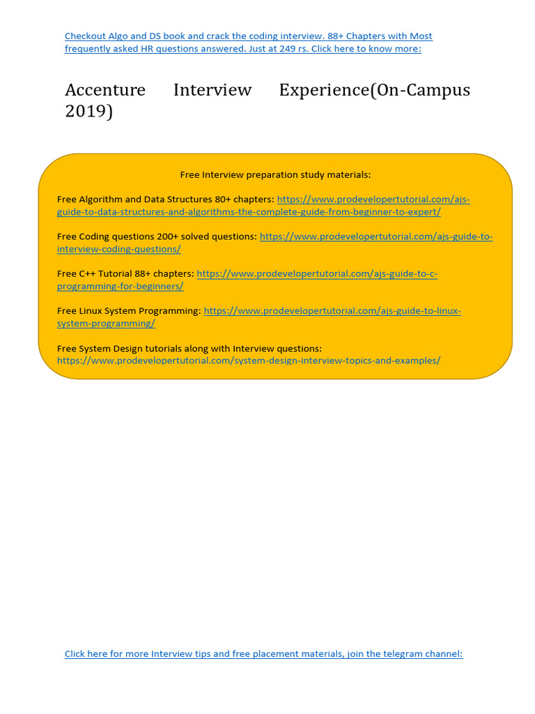 12 - Accenture Interview Experience | PDF | Computing | Computer Programming