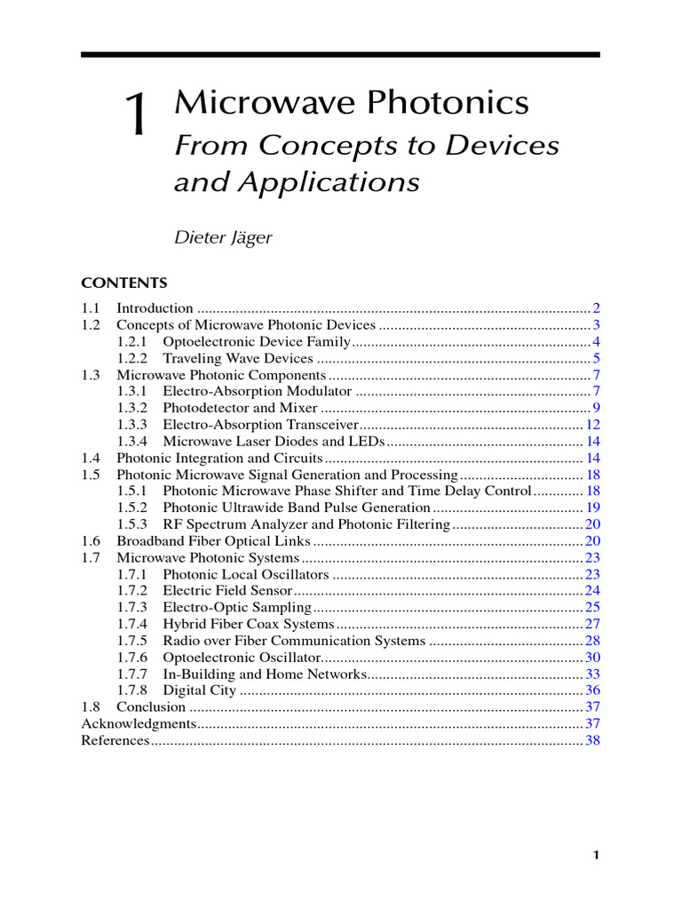 Microwave Photonics: Concepts & Devices | PDF | Photonics | Microwave