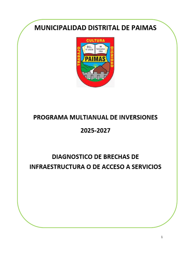 Diagnostico de Brechas 2025-2027 | PDF | Igualdad social | Infraestructura