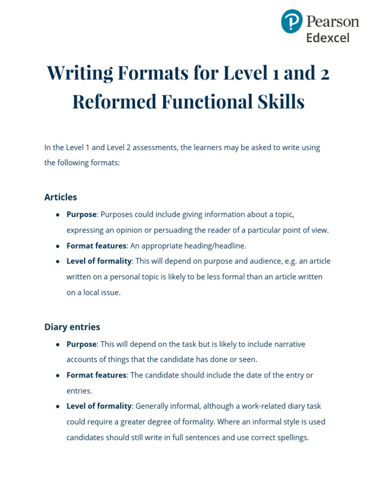 Writing Formats L1 L2 Reformed FS English | PDF | Human Communication