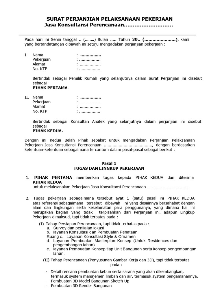 Draft Perjanjian Kerja | PDF