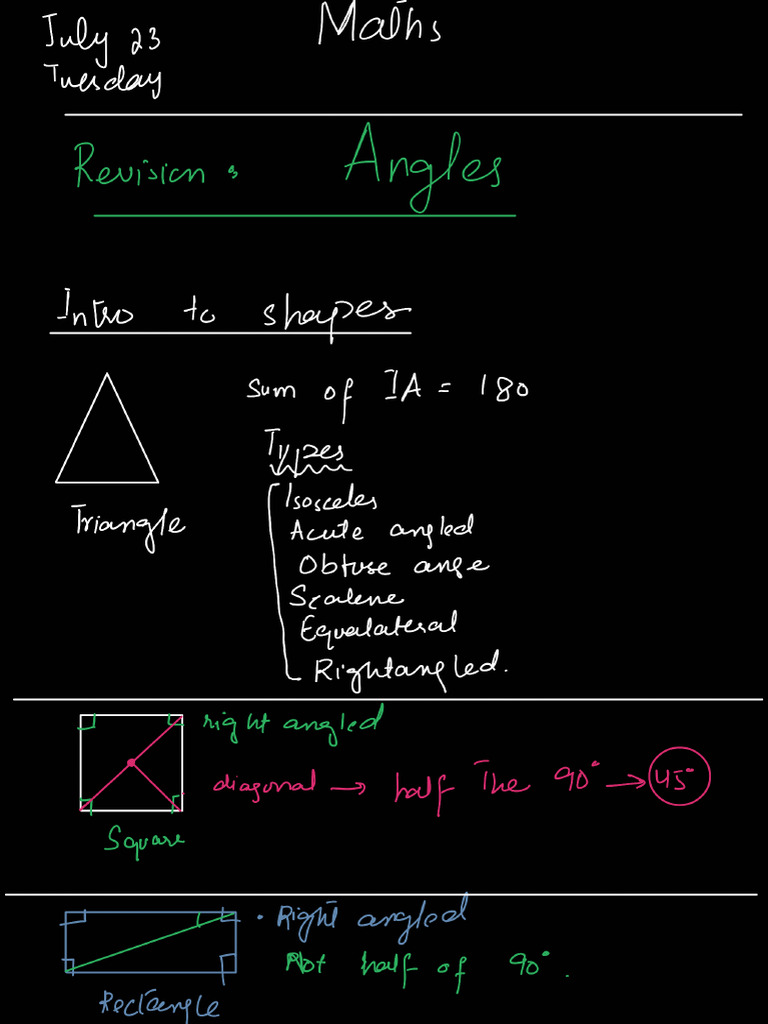 Angles Revision Notes - 240723 - 183001 | PDF