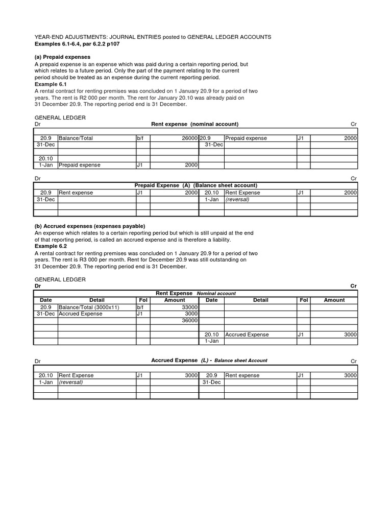 Year End Adjustments GL Accounts p107-111 | PDF | Deferral | Expense