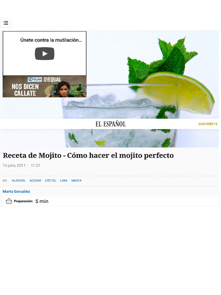 Receta de Mojito - Cómo Hacer El Mojito Perfecto | PDF