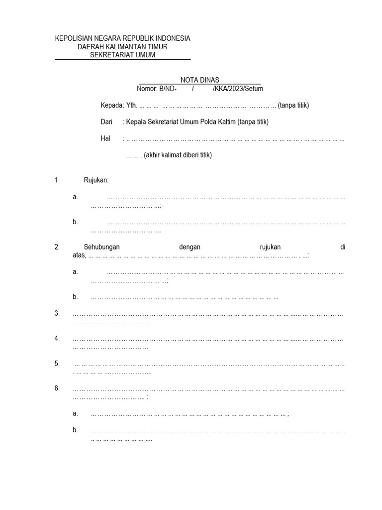 Format Nota Dinas Polri Terbaru 2024 | PDF