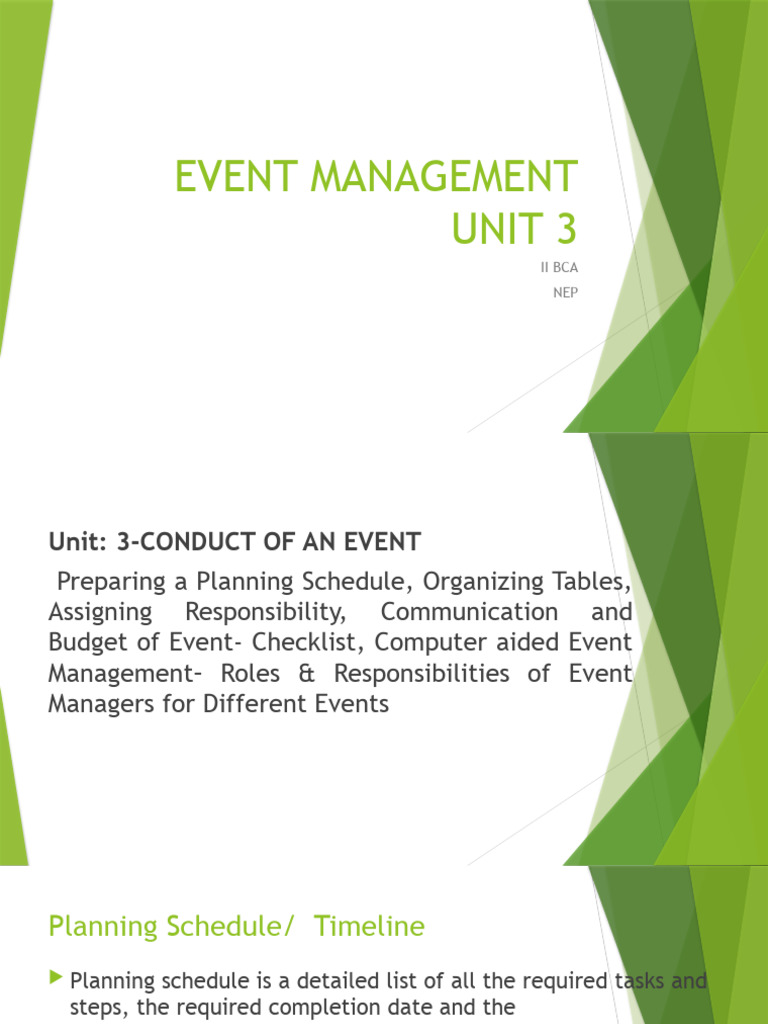 EVENT MGT - Unit 3 | PDF