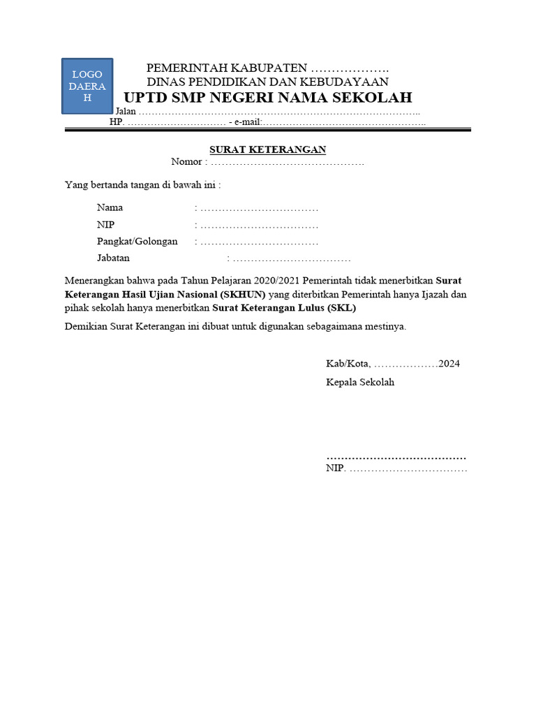Surat Keterangan Tidak Menerbitkan Surat Keterangan Hasil Ujian ...