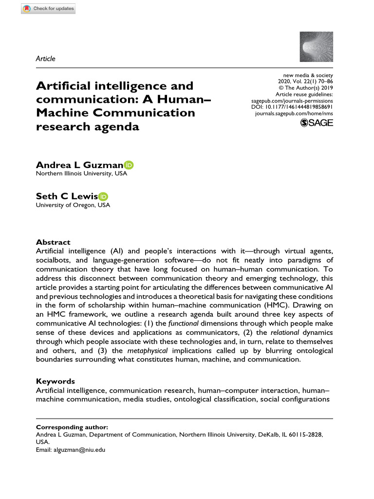 4 - (2019) Guzman - Artificial Intelligence and Communication | PDF | Artificial Intelligence ...