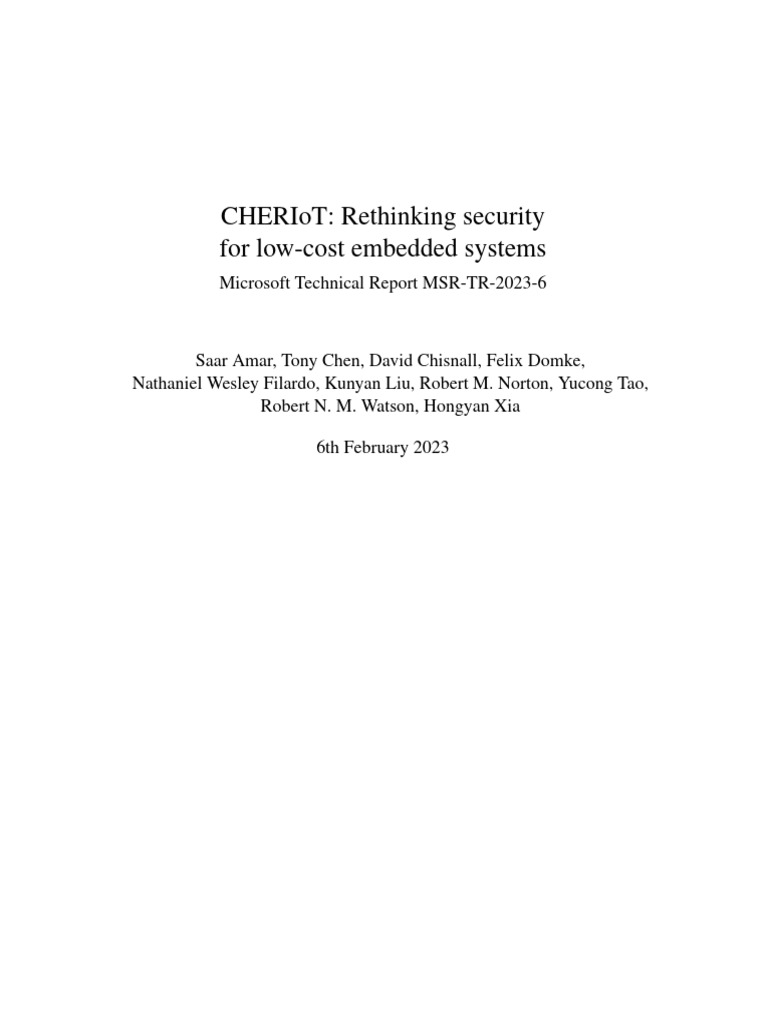 CHERIoT: Secure RTOS for IoT Systems | PDF | Thread (Computing ...