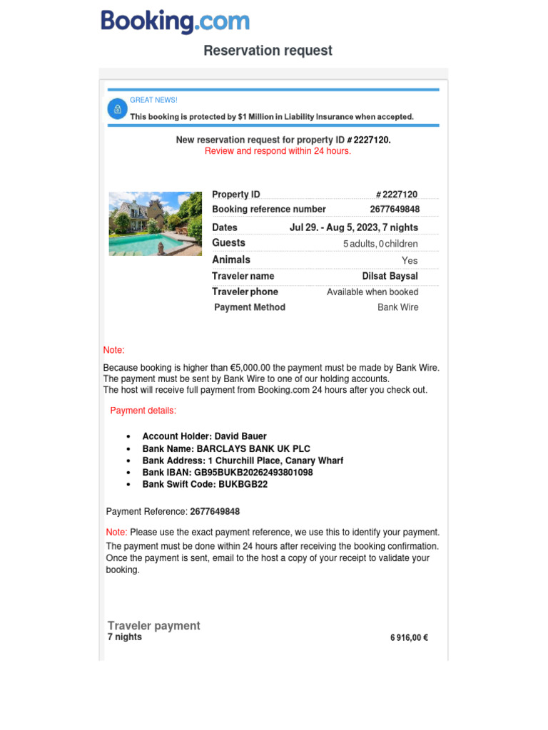 Reservation Request For Booking | PDF