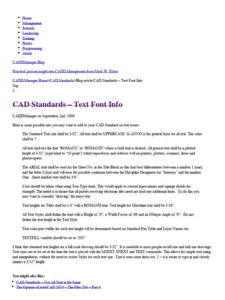 CAD Standards - Text Font Info | PDF | Auto Cad | Autodesk