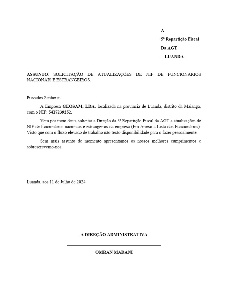 Carta Dirigida Agt | PDF