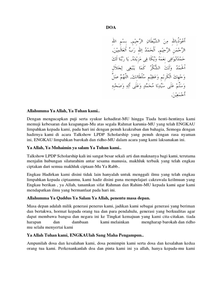 Doa Talkshow LPDP Scholarship | PDF | Agama & Spiritualitas