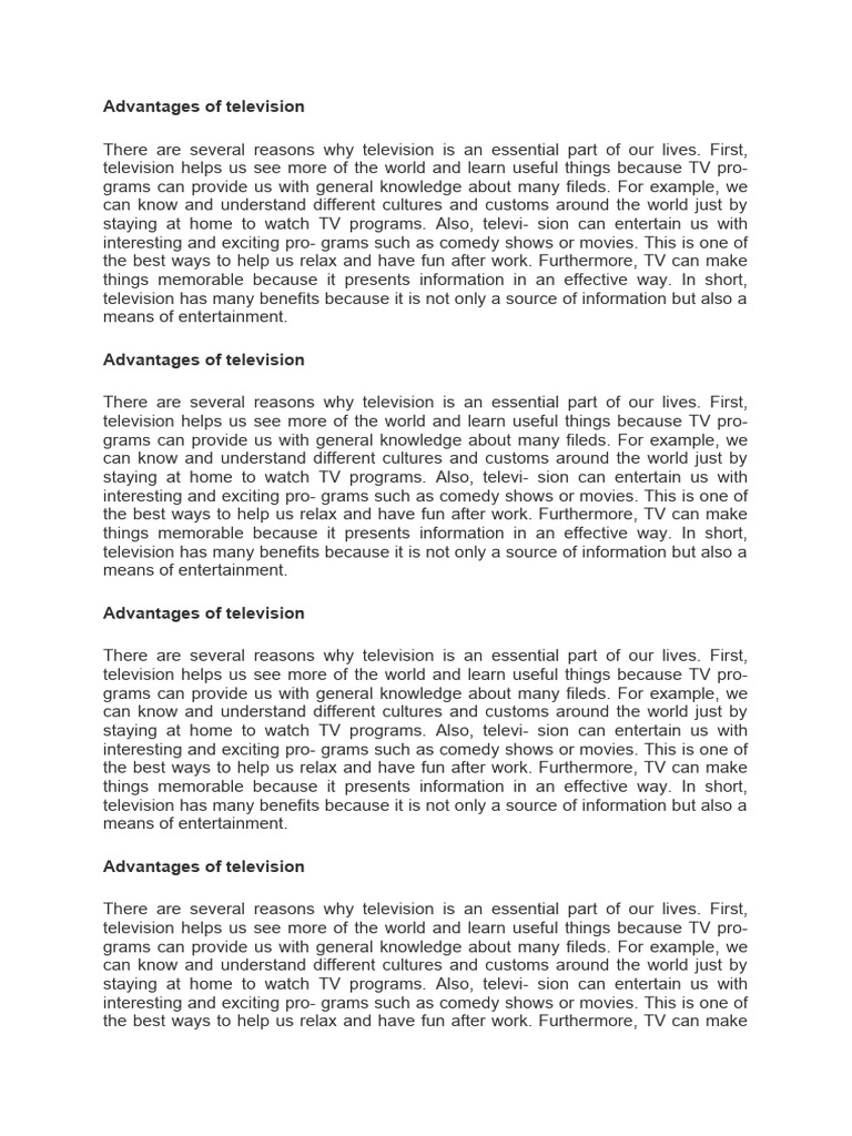 Benefits of Television Explained | PDF | Knowledge | Information