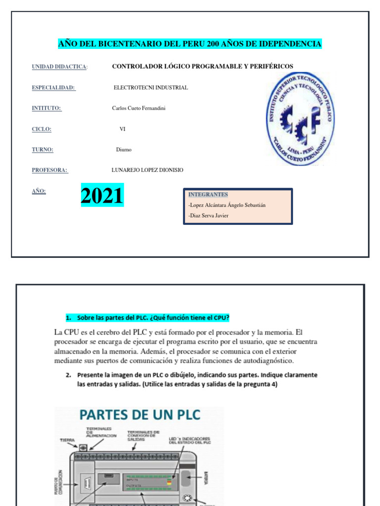 PLC y Periféricos en Electrotecnia | PDF | Controlador lógico ...