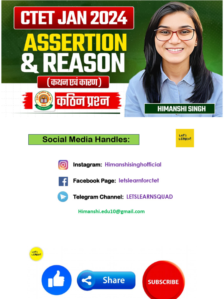 Assertion And Reasoning Questions Ctet 2 Pdf