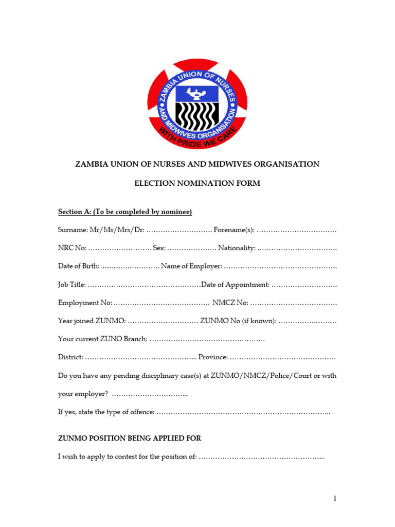 Zunmo Nomination Form | PDF | Government | Justice