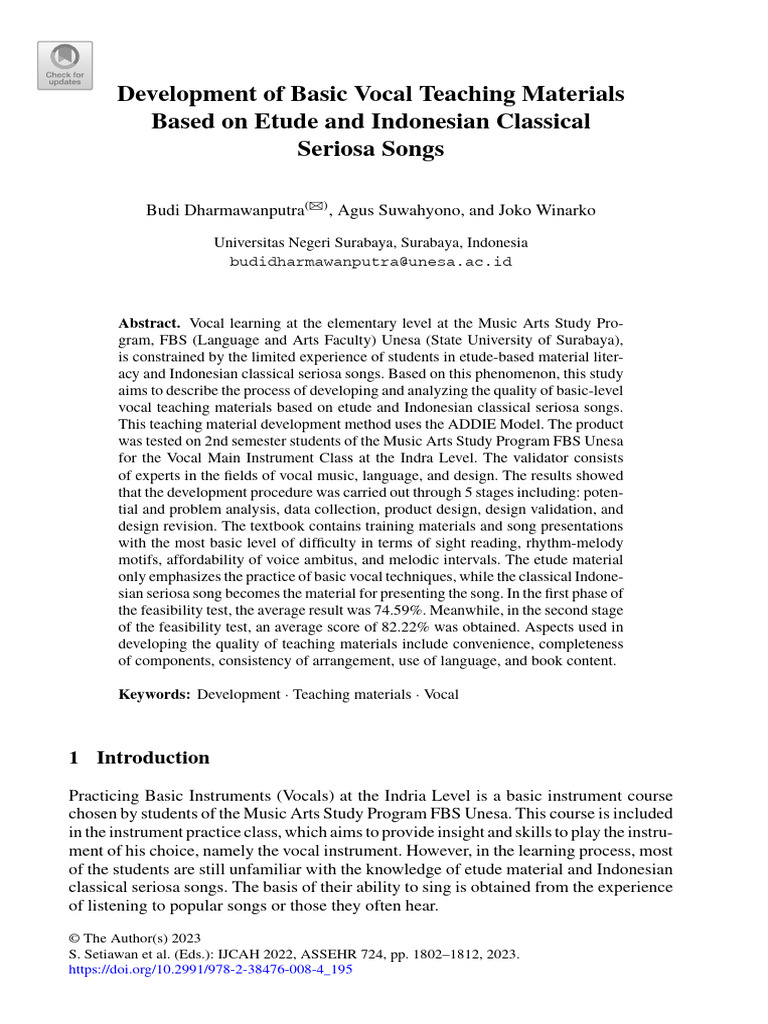 Development of Basic Vocal Teaching Materials Base | PDF | Singing | Learning