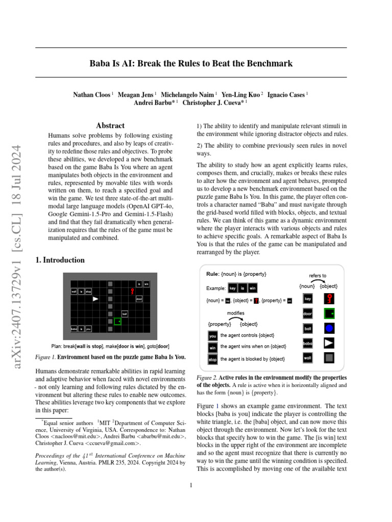 Baba Is AI Break The Rules To Beat The Benchmark | PDF | Algorithms ...