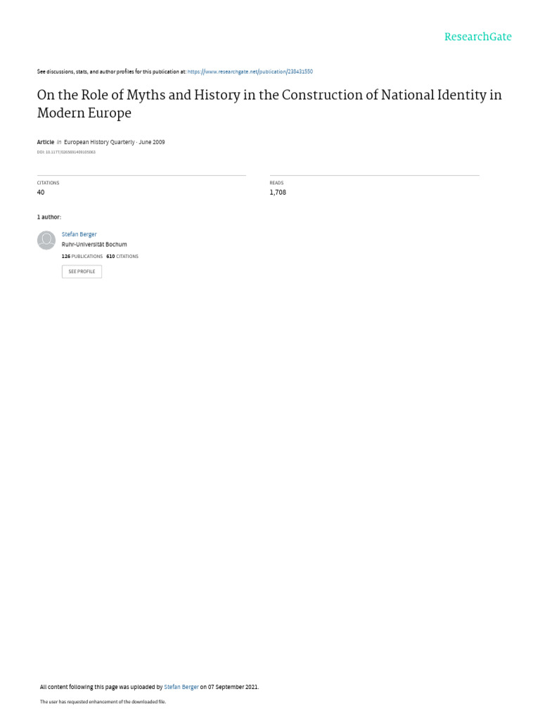 On The Role of Myths and History in The1 | PDF | Nation | Liberal Arts ...