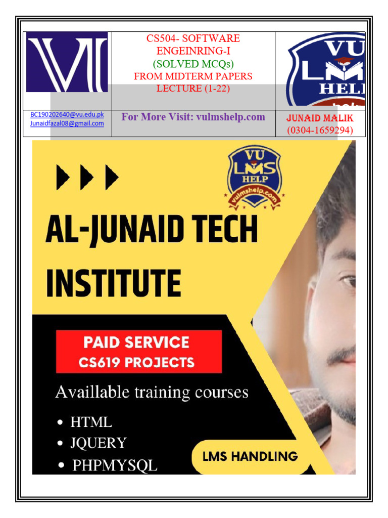Cs504 Midterm Solved Mcqs By Junaid Pdf System Class Computer Programming