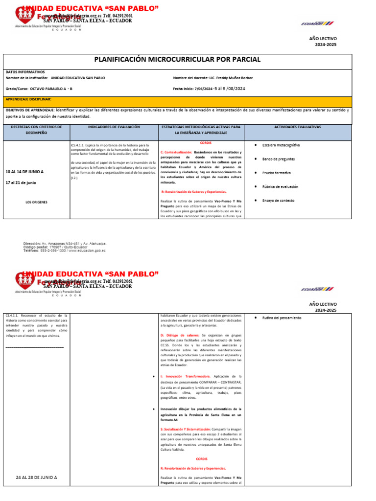 Pud de 8vo Eess | PDF | Plan de estudios | Evaluación