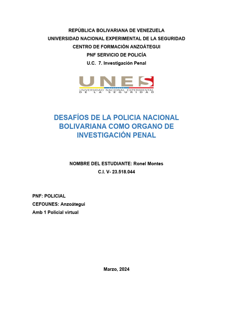 Desafíos De La Policia Nacional Bolivariana Pdf