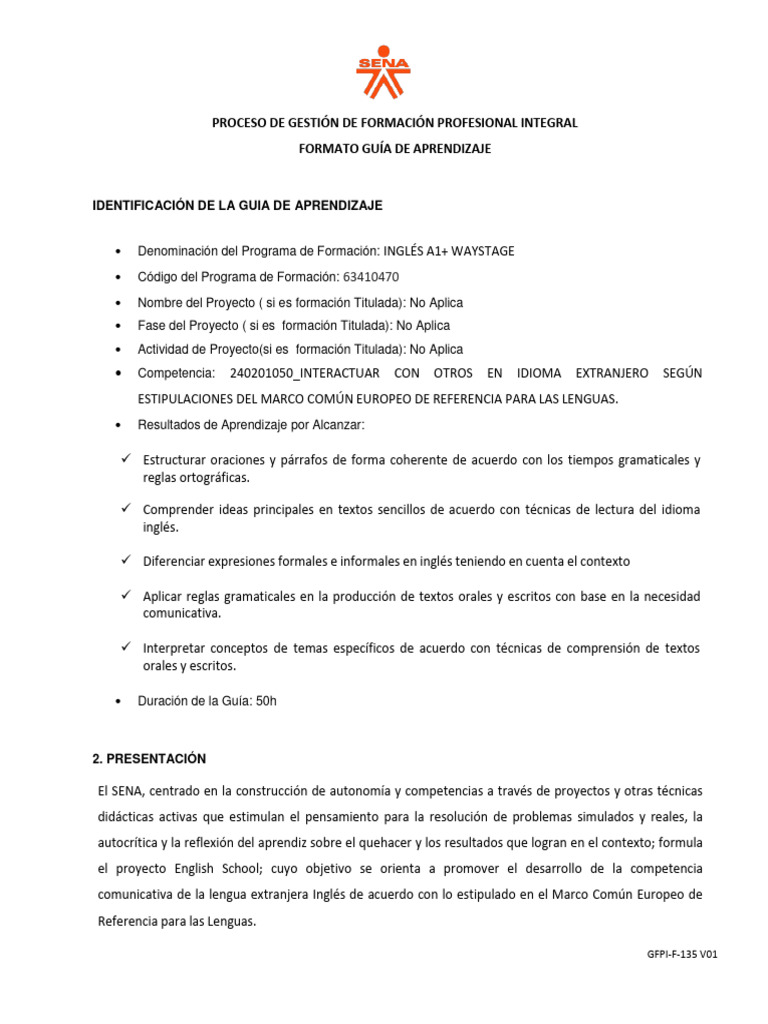 Done Guia de Aprendizaje - Inglés A1+ Waystage - May | PDF ...
