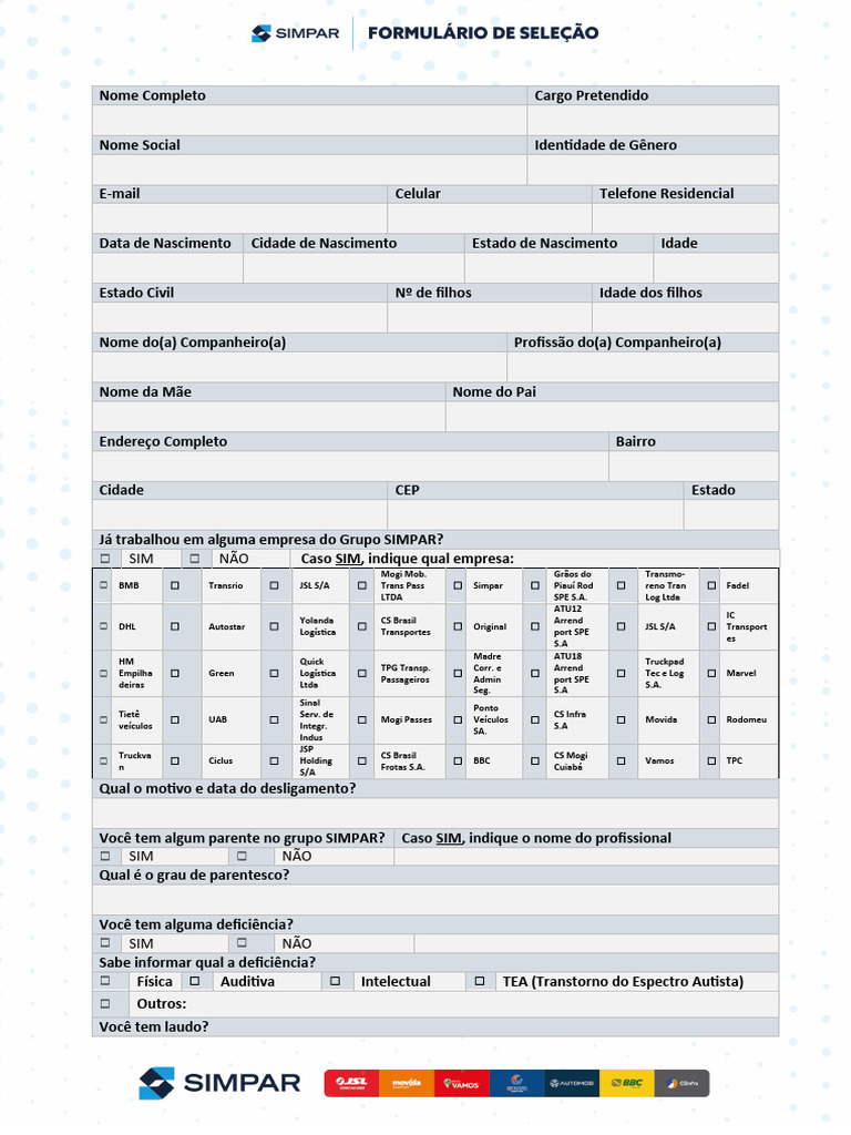 Formulário de Pré-Cadastro | PDF
