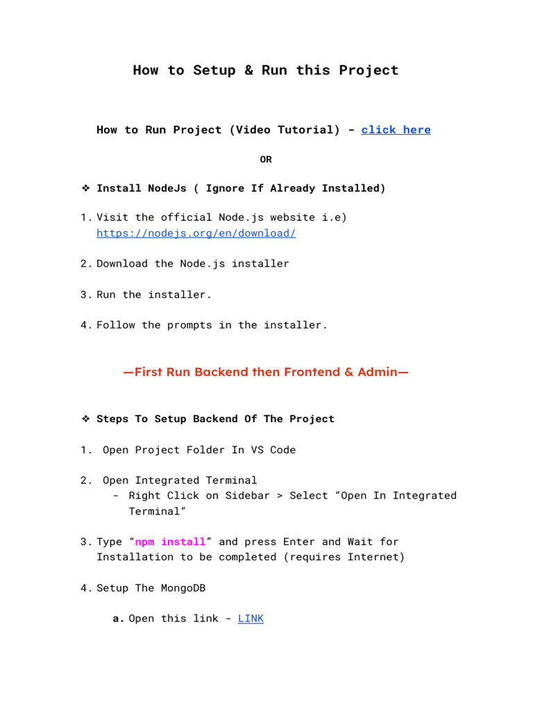 How To Run Project | PDF