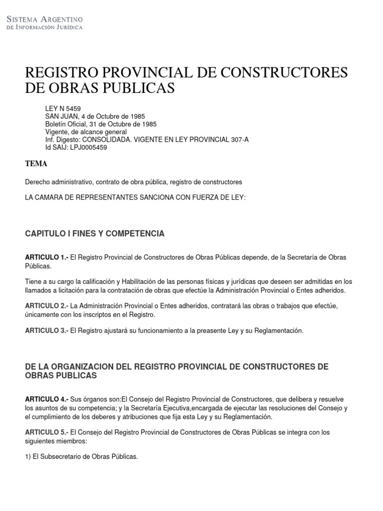 REGISTRO PROVINCIAL DE CONSTRUCTORES DE OBRAS PUBLICAS | Descargar gratis PDF | Contabilidad ...