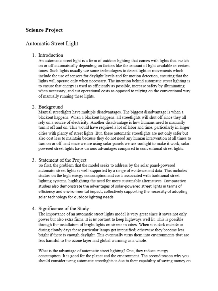 Automatic Solar Street Light Project | PDF | Street Light | Lighting