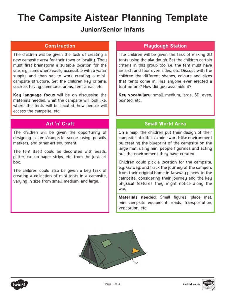 Roi L 175 The Campsite Aistear Planning Template - Ver - 3 | PDF