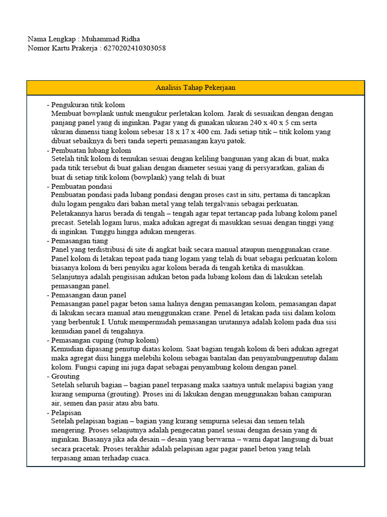 TPM 3 Membuat Bagan Tahap Pekerjaan - Muhammad Ridha | PDF | Griya & Taman