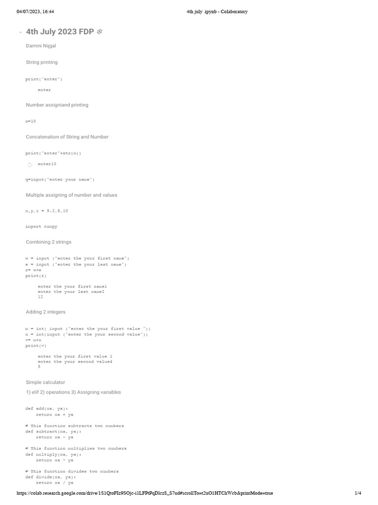 4th July .Ipynb - Colaboratory | PDF | Computer Science | Mathematics