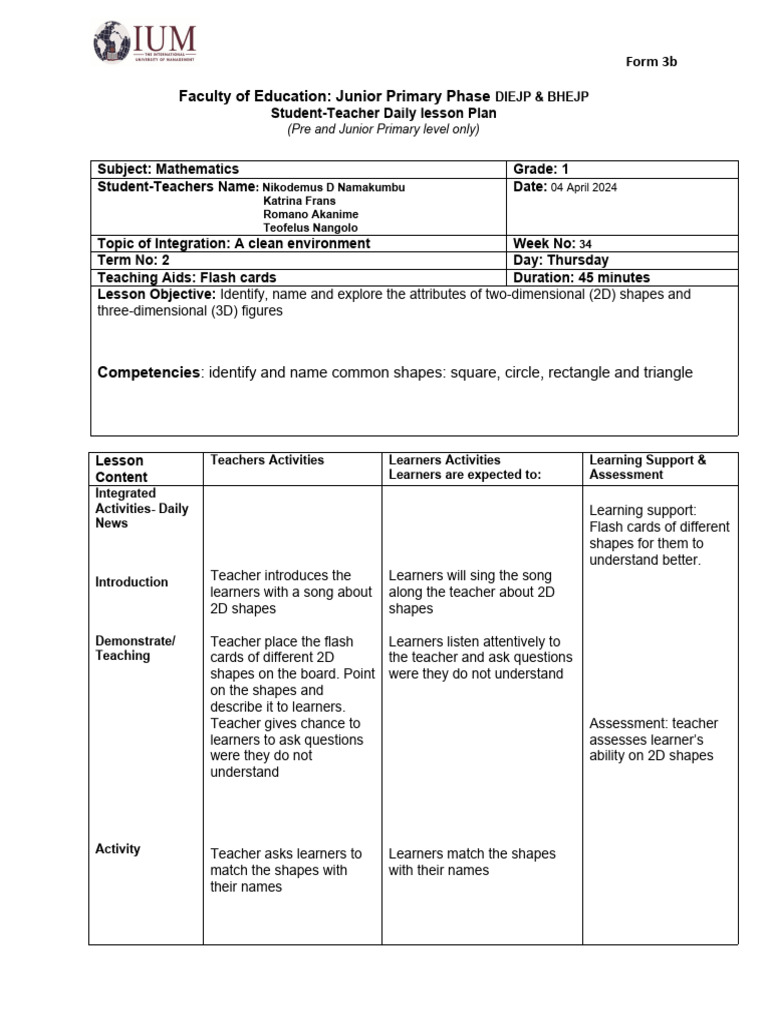 Lessons Plan and Syllabus For Pre and Junior Primary Phase ...